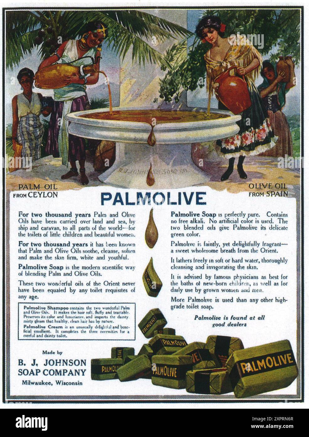1913 Palmolive soap ad - "Palm oil from Ceylon Stock Photo - Alamy
