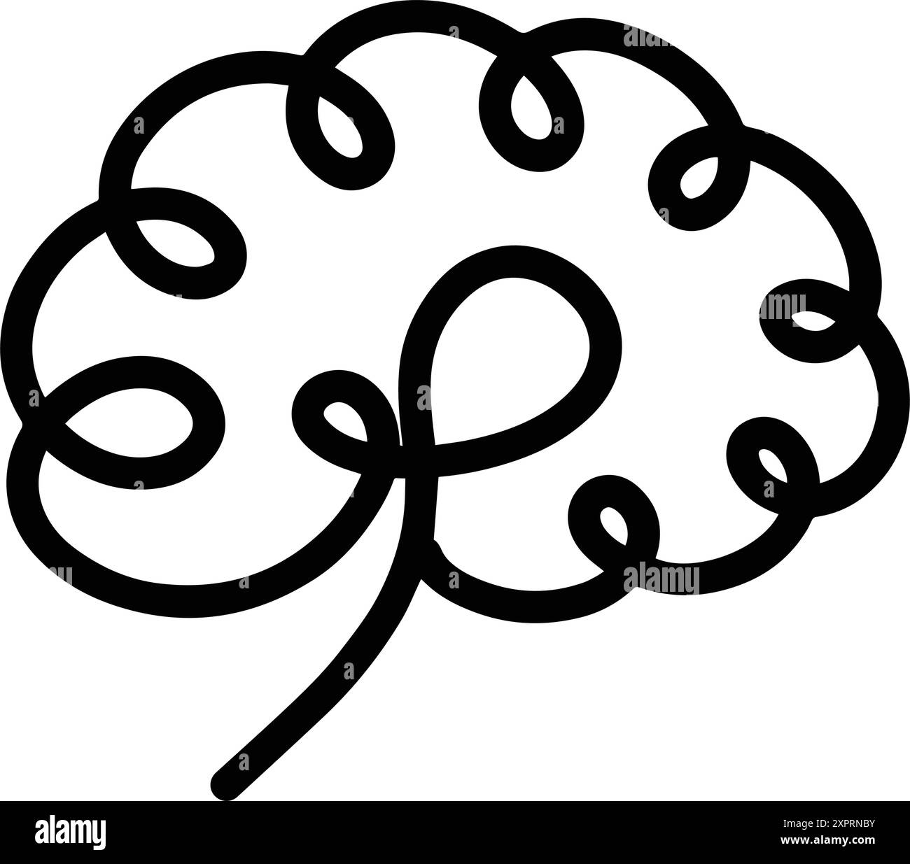 Brain icon, outline line art hand drawn sketch, simple and minimal ...