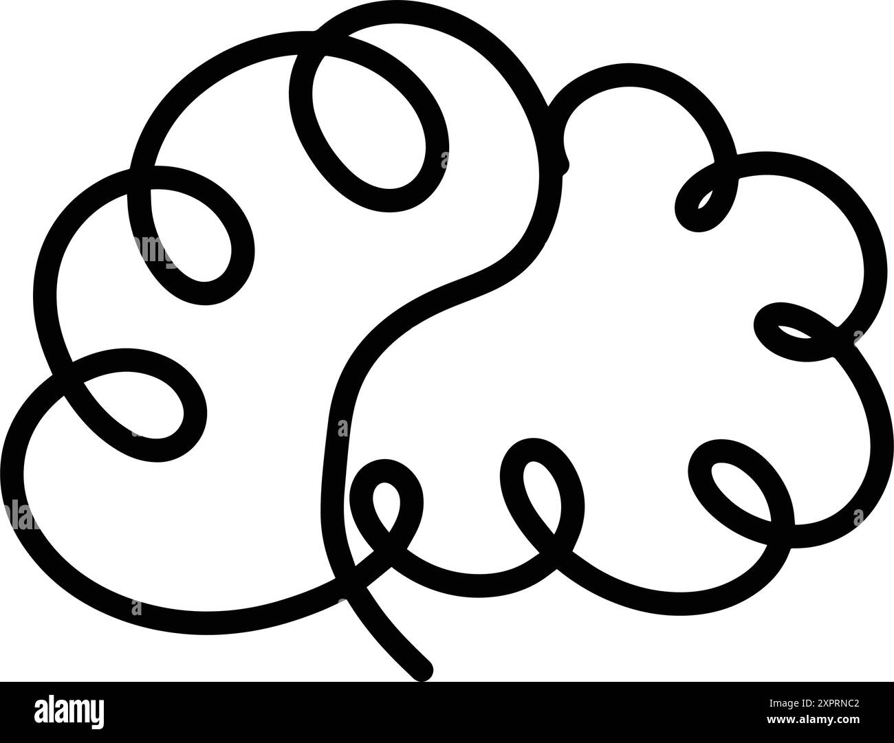 Brain icon, outline line art hand drawn sketch, simple and minimal ...