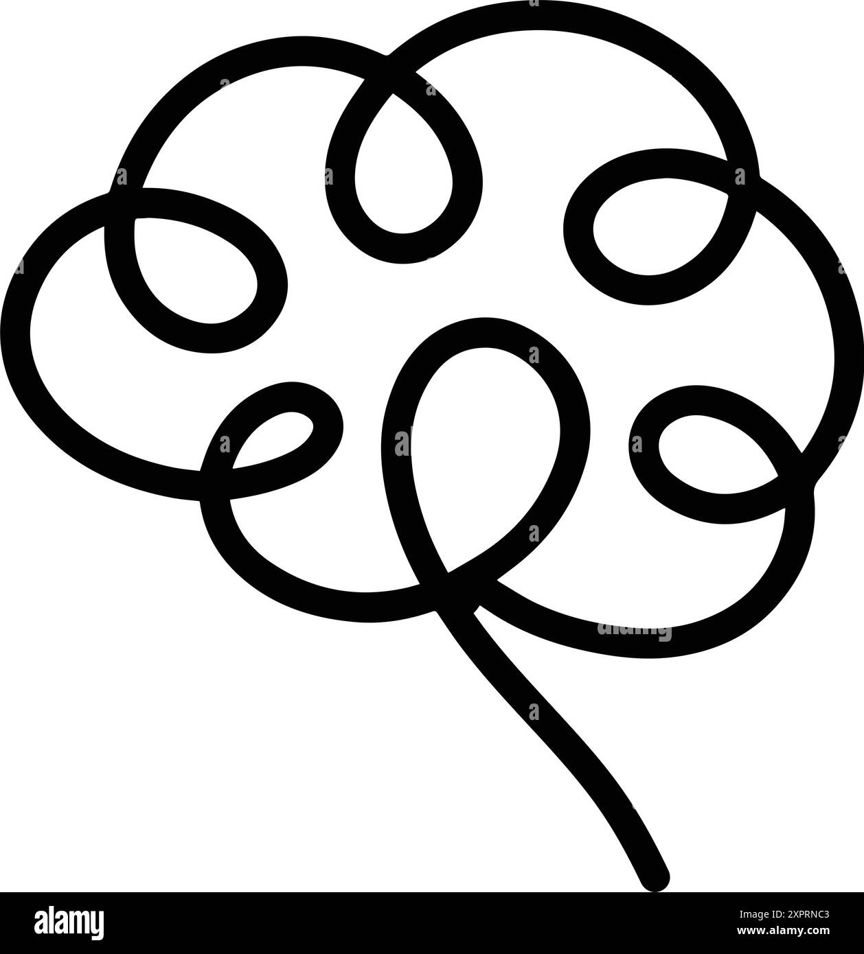 Brain icon, outline line art hand drawn sketch, simple and minimal ...