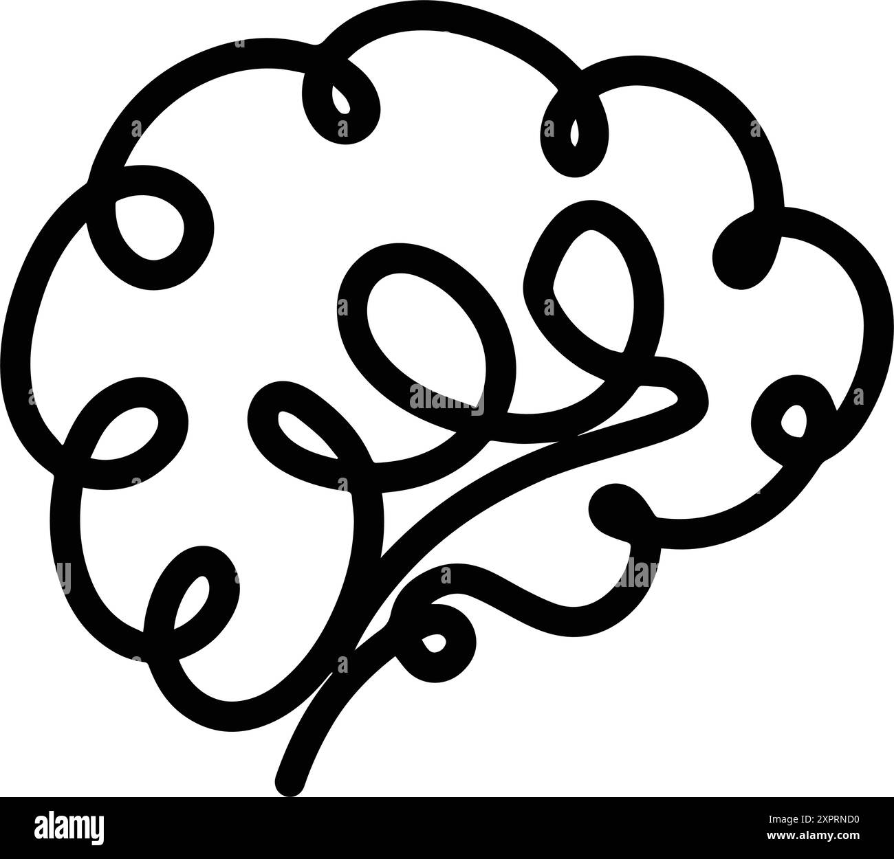 Brain icon, outline line art hand drawn sketch, simple and minimal ...