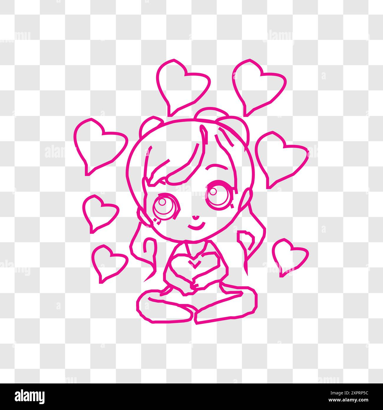 drawn Illustration of lady mini hart on white background Stock Vector ...