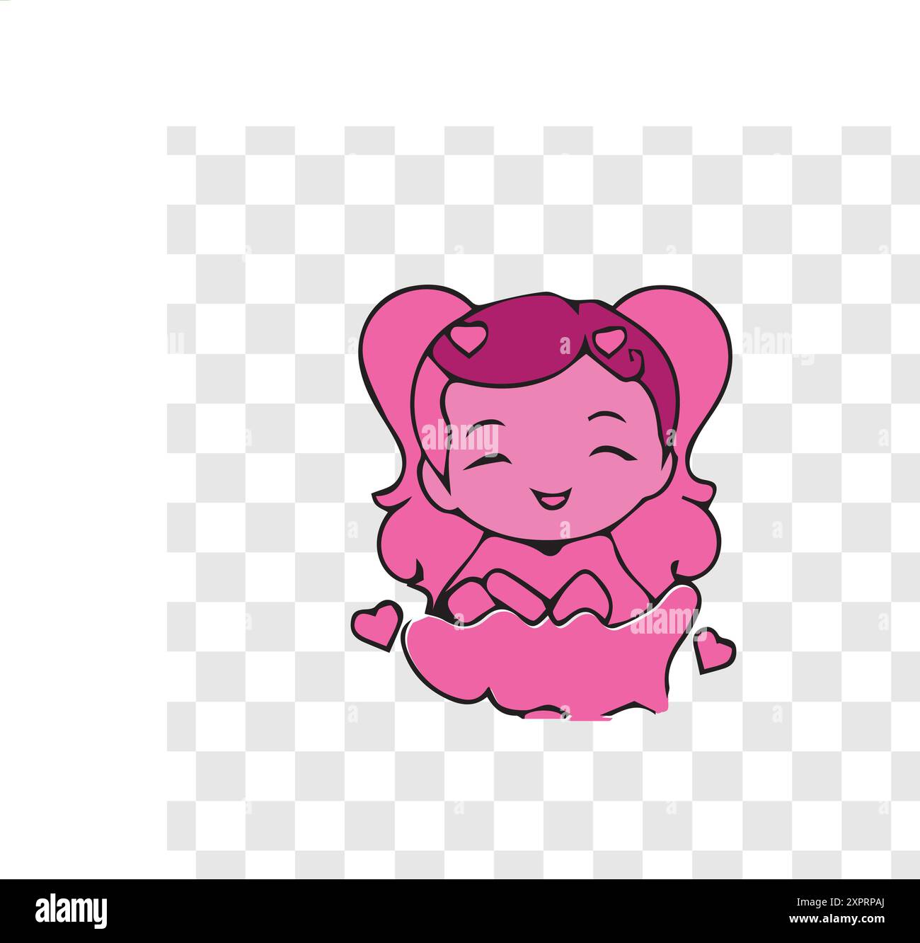 drawn Illustration of lady mini hart on white background Stock Vector ...
