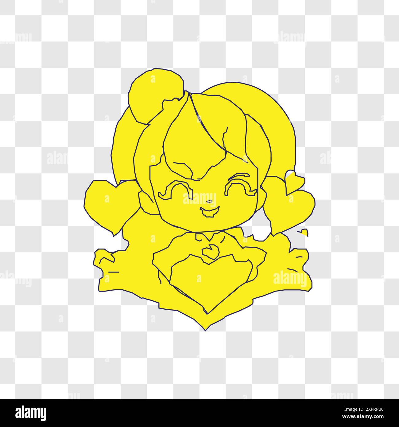 drawn Illustration of lady mini hart on white background Stock Vector ...