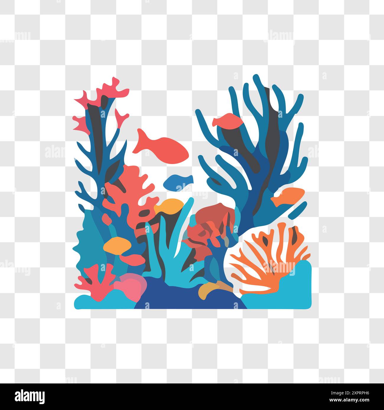 modern colorful ocean sea hand drawn coral illustration print for ...