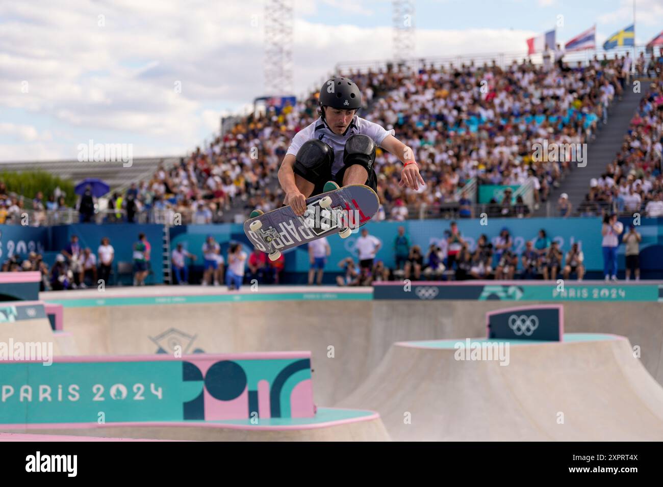 Australia's Keegan Palmer competes during the men's skateboarding park ...