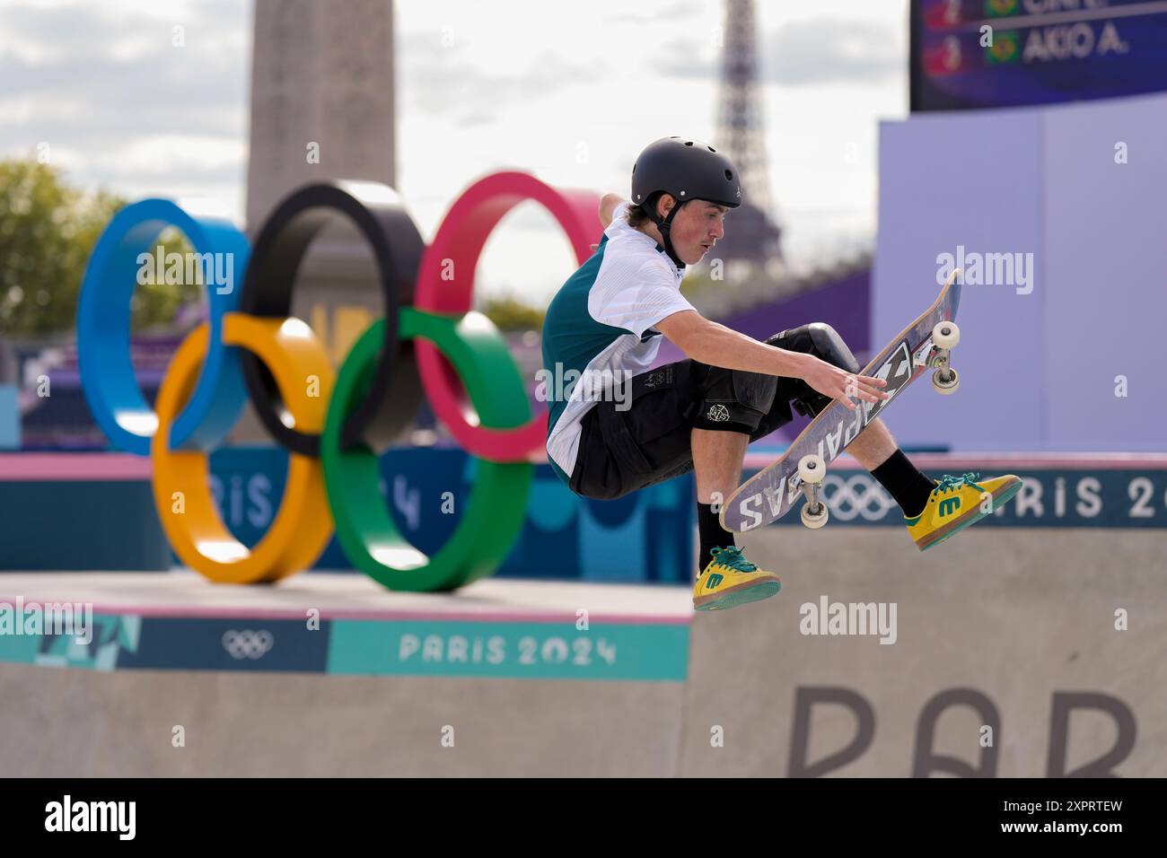 Australia's Keefer Wilson competes during the men's skateboarding park ...