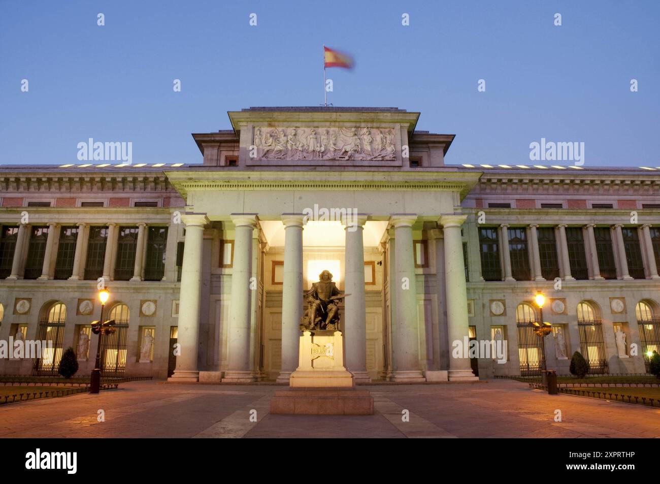 Main facade at night The Prado Museum Madrid Spain Stock Photo - Alamy
