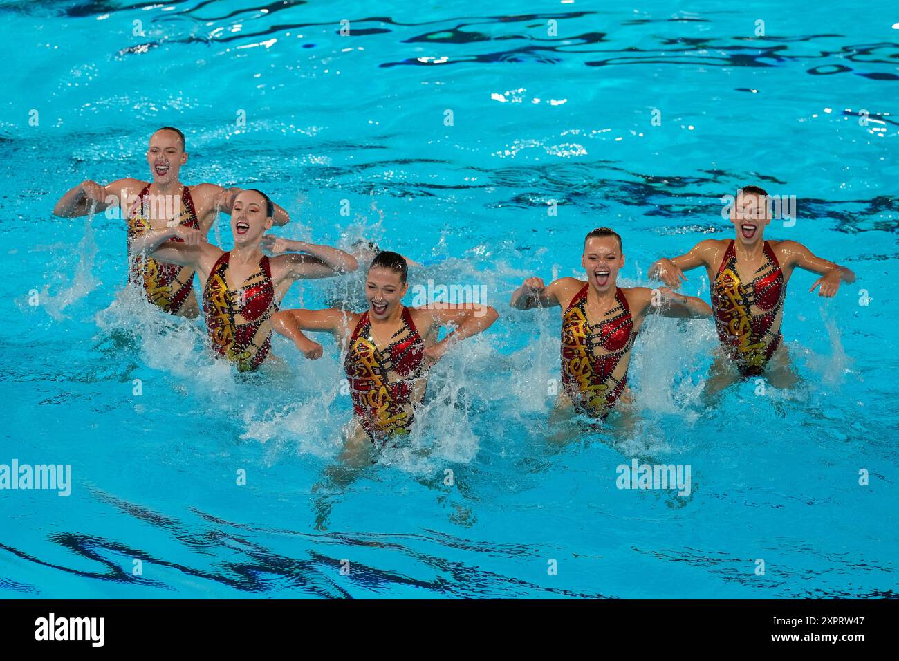Team Canada competes in the team acrobatic routine of artistic swimming ...