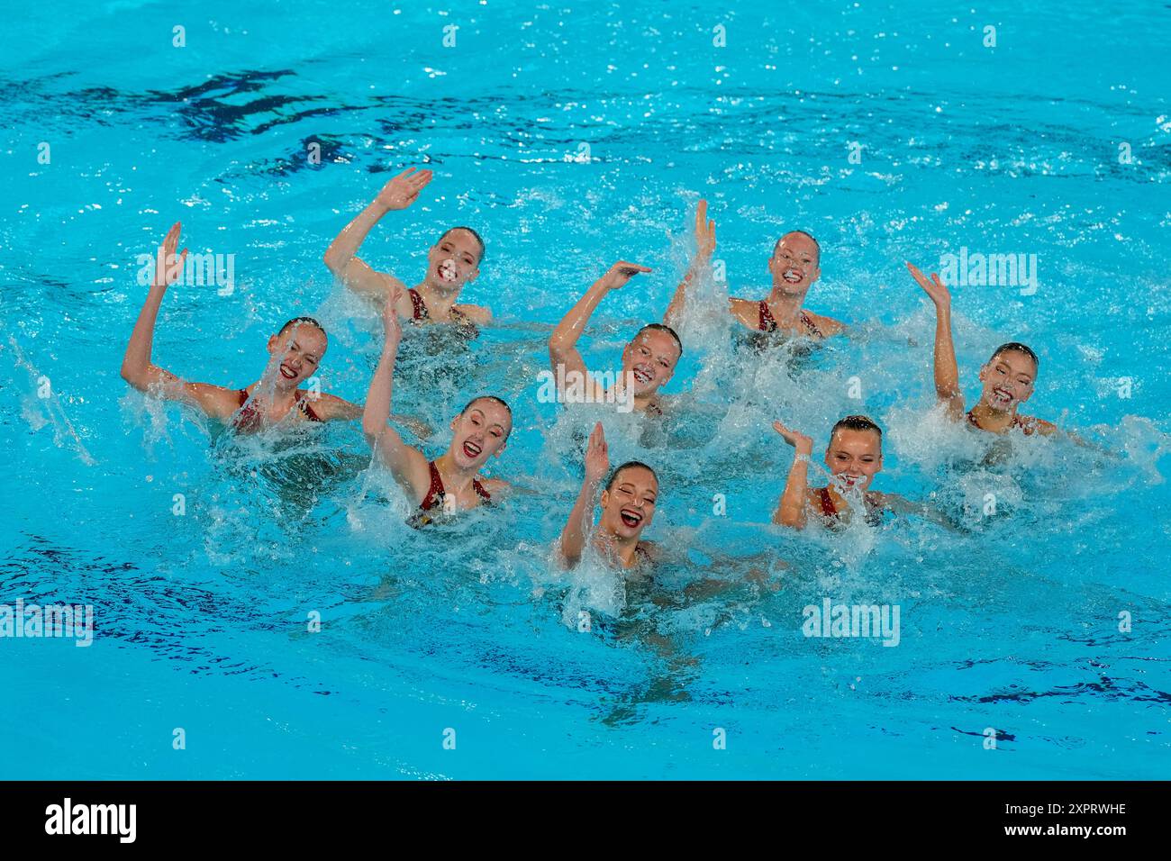 Team Canada competes in the team acrobatic routine of artistic swimming ...