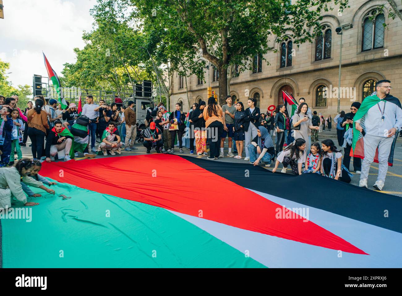 barcelona, spain - 7 May 2024: Attending a peaceful demonstration ...