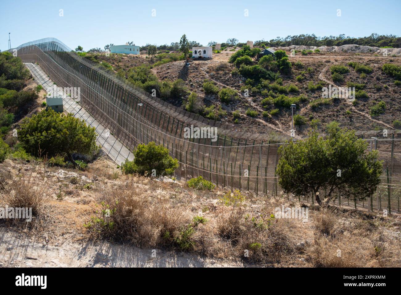A high-security border fence in Melilla, a Spanish enclave, part of the ...