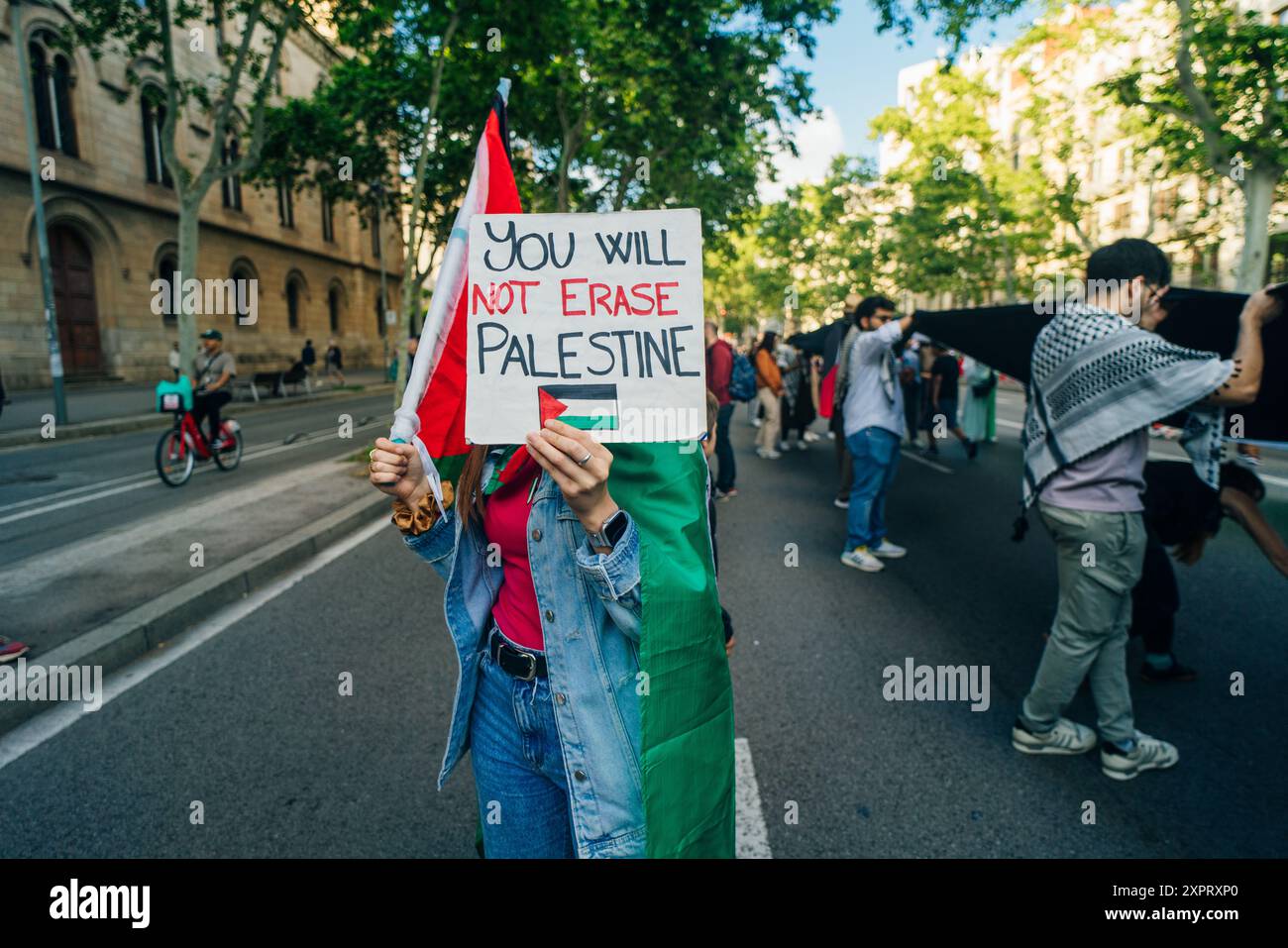 barcelona, spain - 7 May 2024: Attending a peaceful demonstration ...