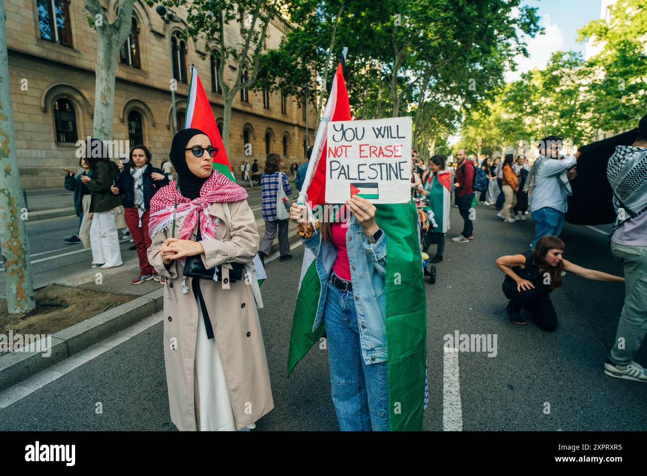 barcelona, spain - 7 May 2024: Attending a peaceful demonstration ...