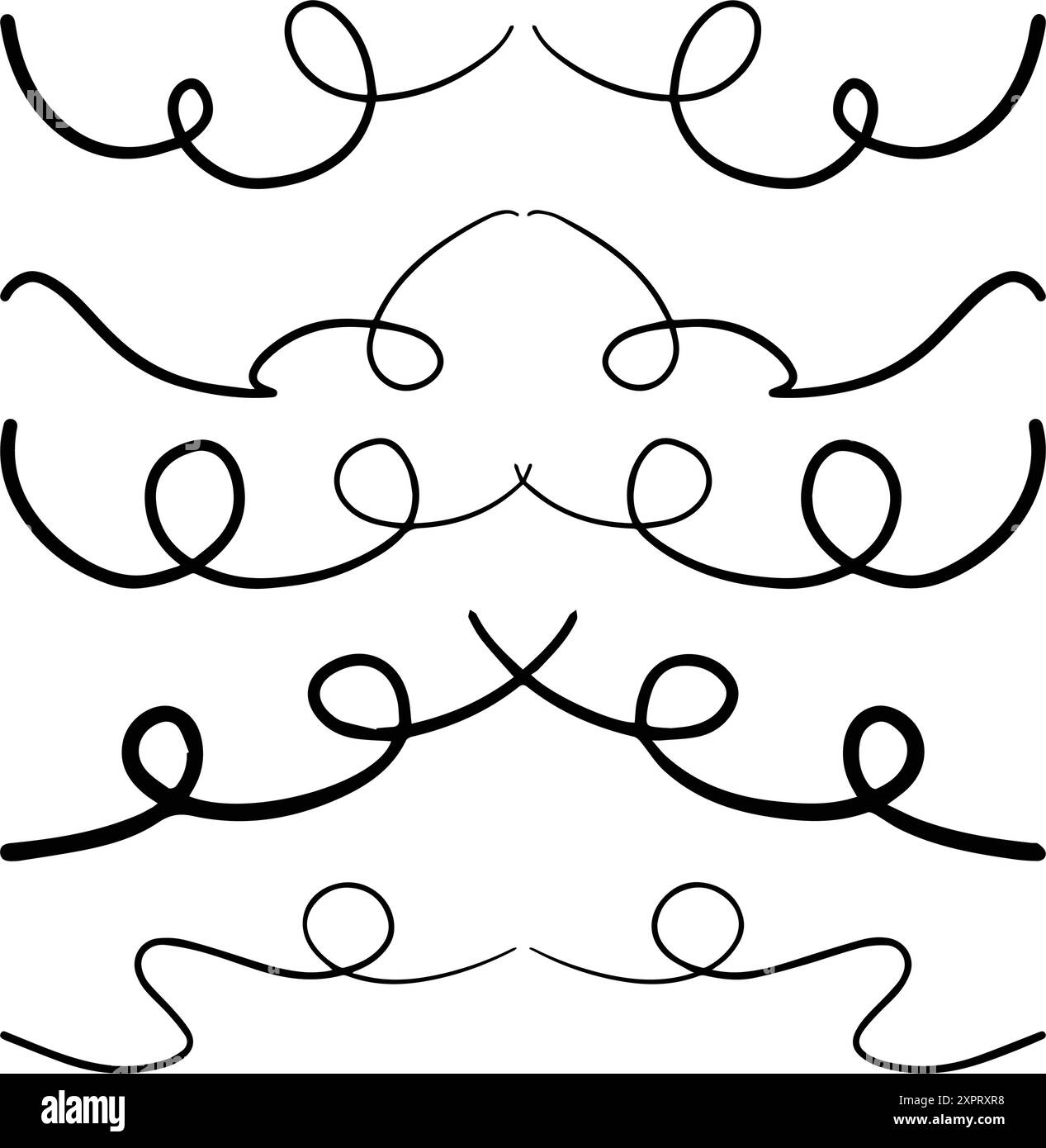 Hand drawn curly divider icon vector illustration design element of ...