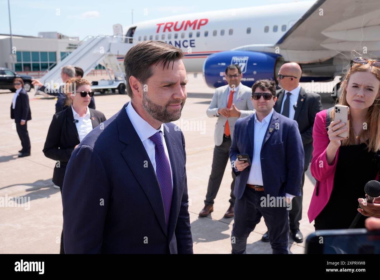 Republican vice presidential nominee Sen. JD Vance, R-Ohio, talks to ...
