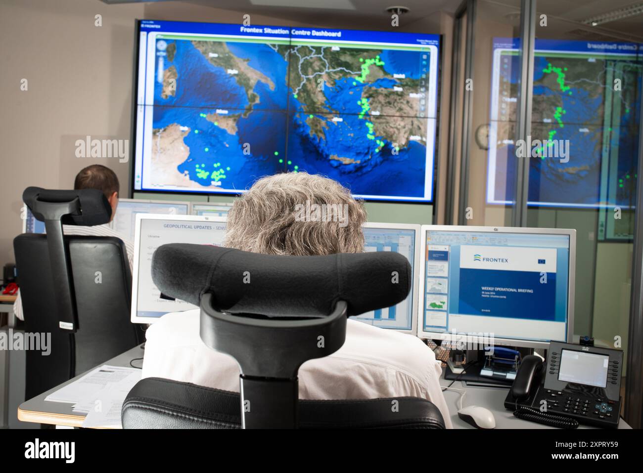 The Frontex situation centre at the headquarters in Warsaw. The EU ...