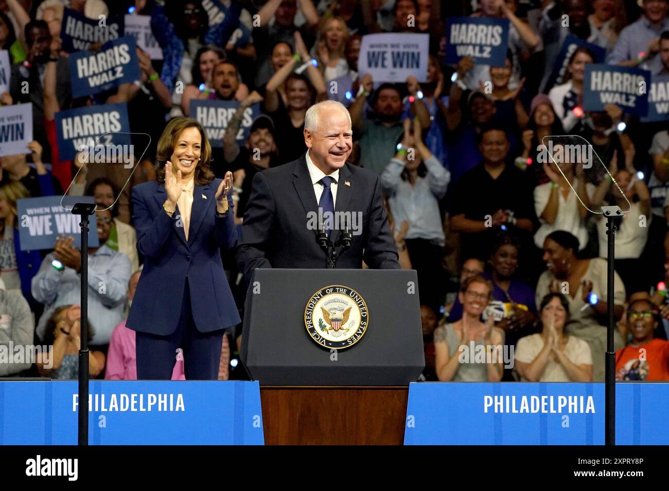 Pa. 06th Aug, 2024. Kamala Harris, Tim Walz at a public appearance for ...