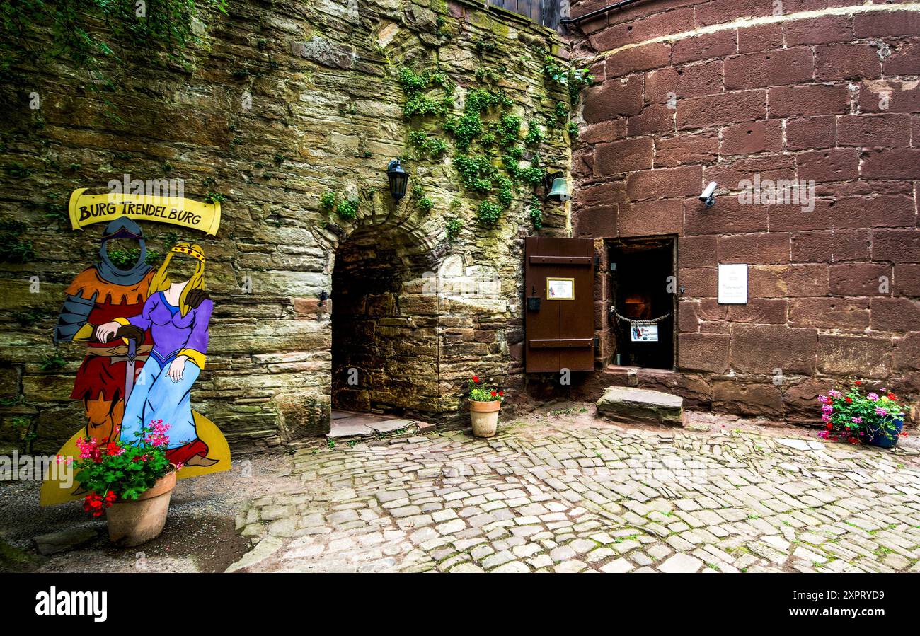 Inner courtyard of Trendelburg Castle, entrance to the castle and ...