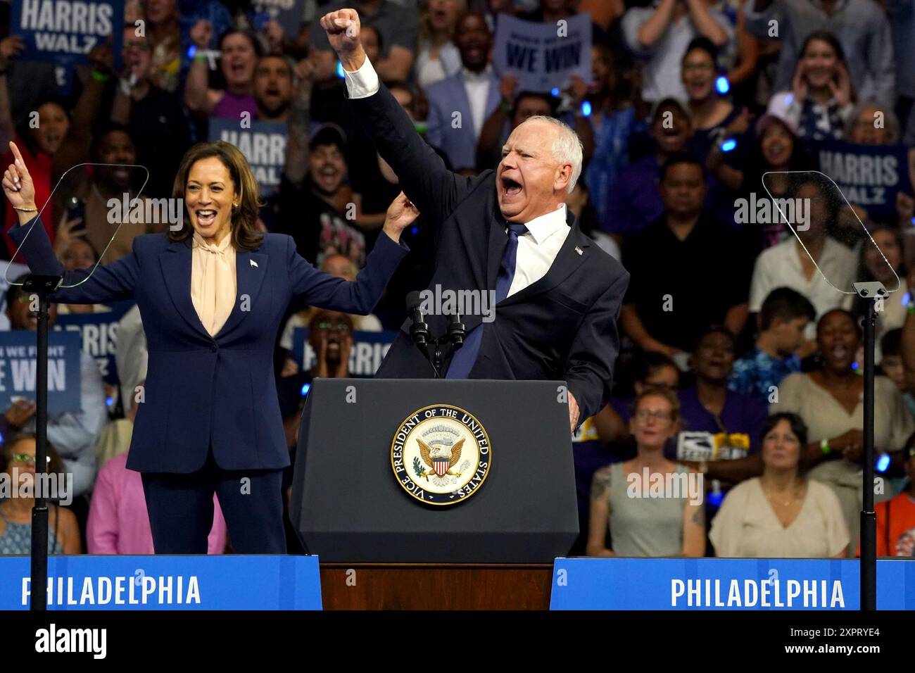 Pa. 06th Aug, 2024. Kamala Harris, Tim Walz at a public appearance for ...