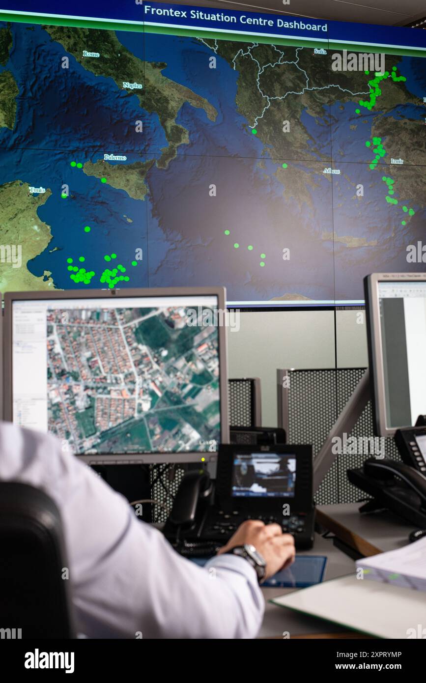 Frontex situation centre at the headquarters in Warsaw, coordinating ...