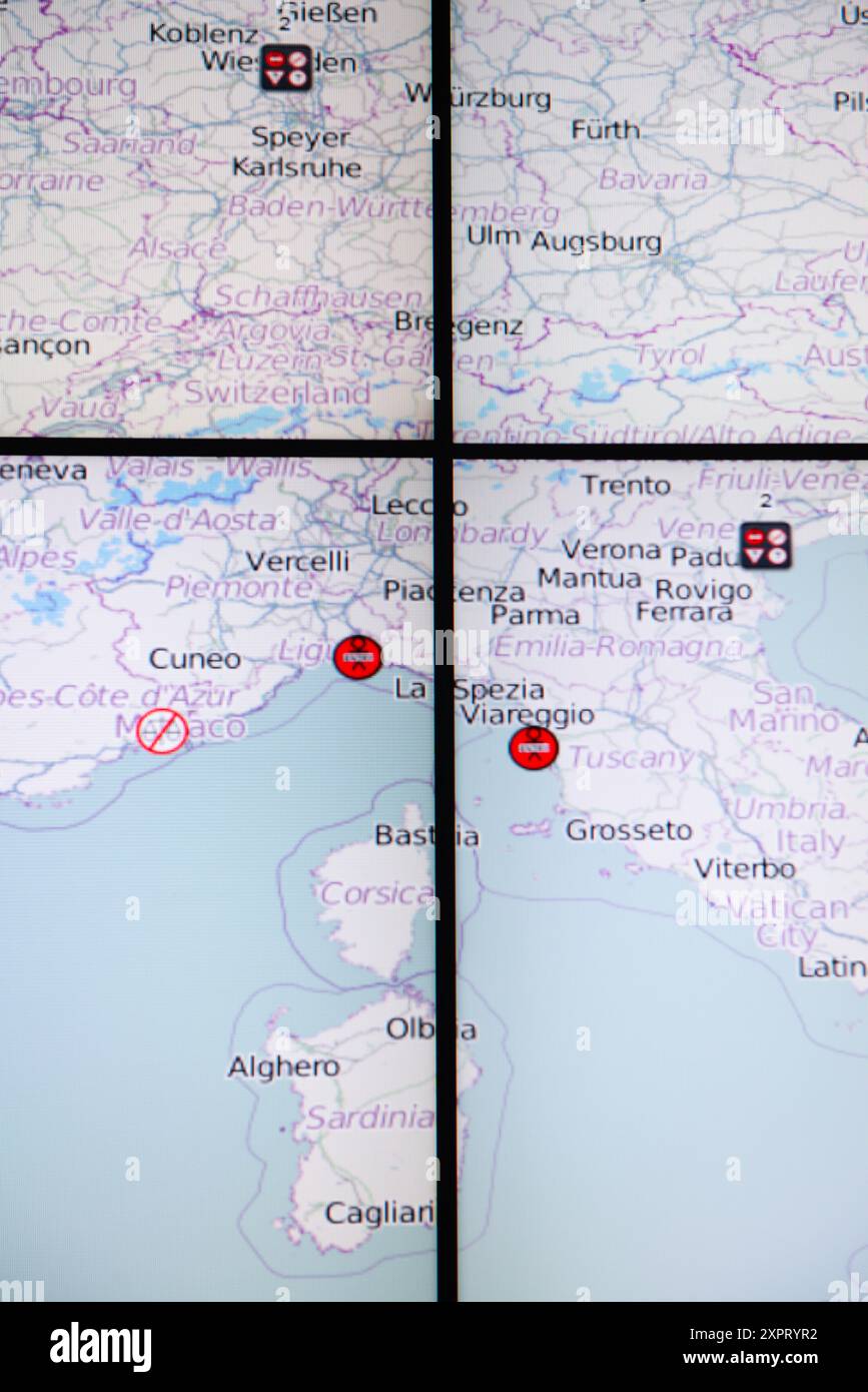 Frontex situation centre at the headquarters in Warsaw showing a map of ...