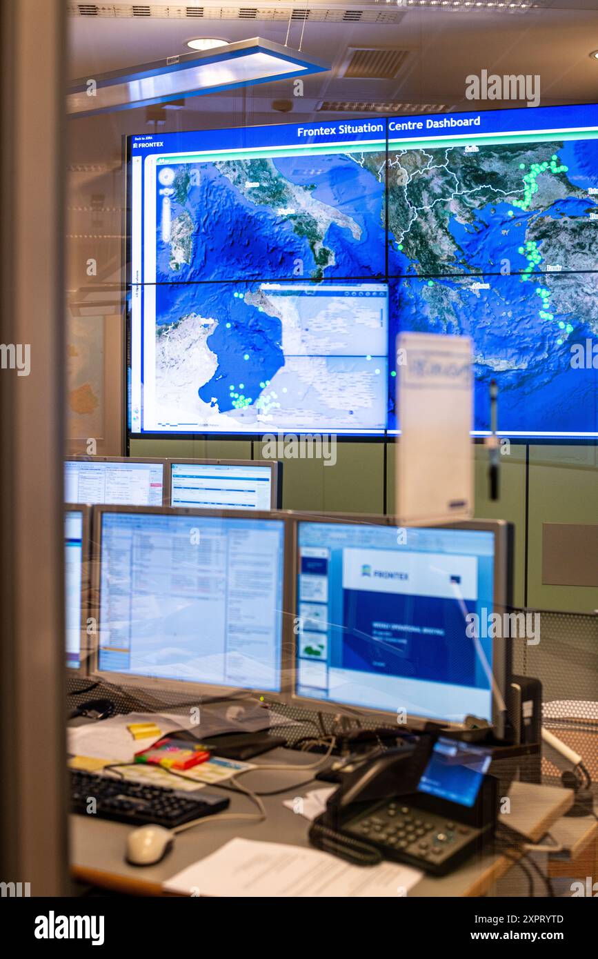 Frontex situation centre at the headquarters in Warsaw featuring ...