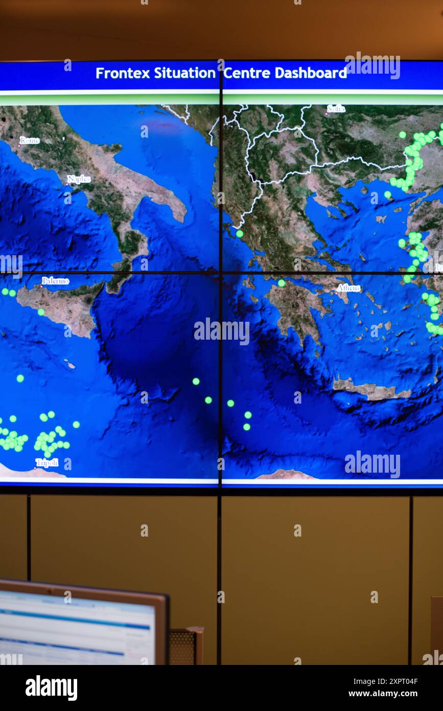 The Frontex situation centre at the headquarters in Warsaw, showcasing ...
