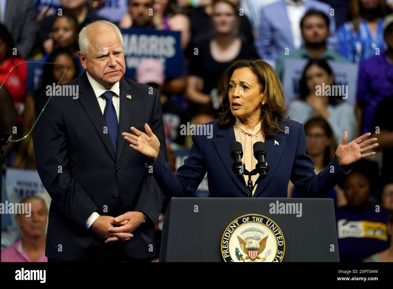 Pa. 06th Aug, 2024. Tim Walz, Kamala Harris at a public appearance for ...