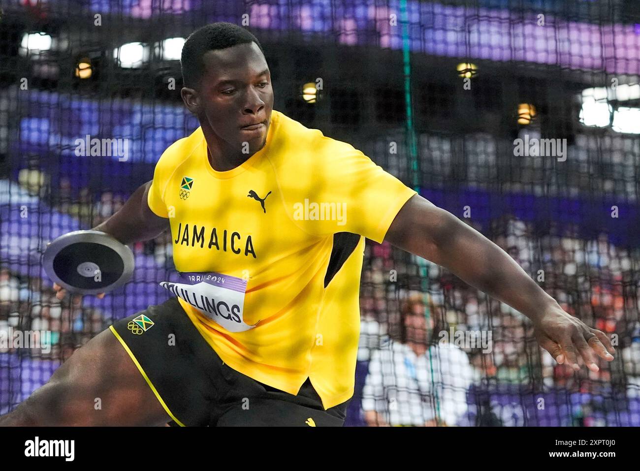 Ralford Mullings, of Jamaica, competes during the men's discus throw ...