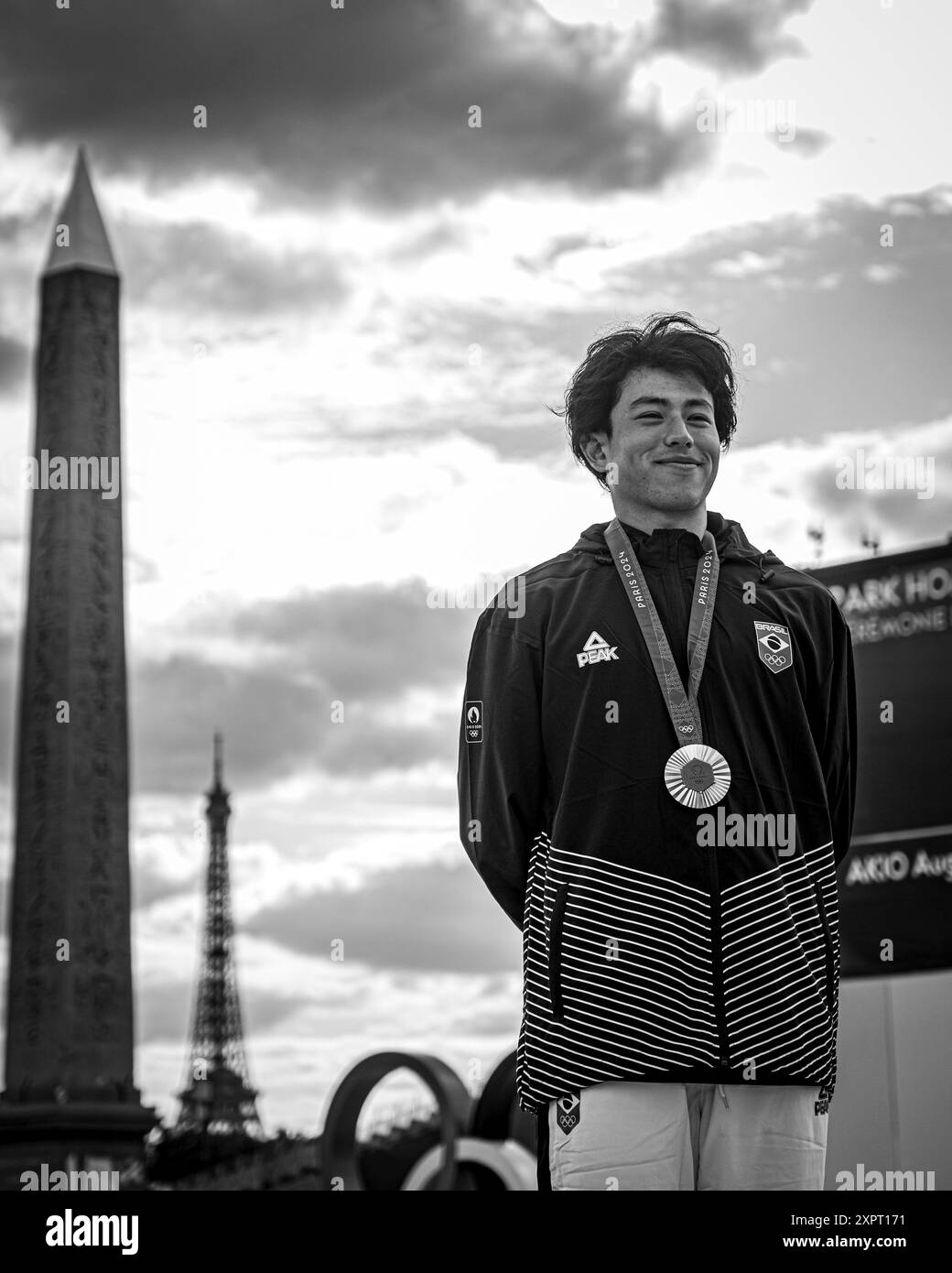 Augusto Akio of Brazil with bronze medal after finishing third in the ...