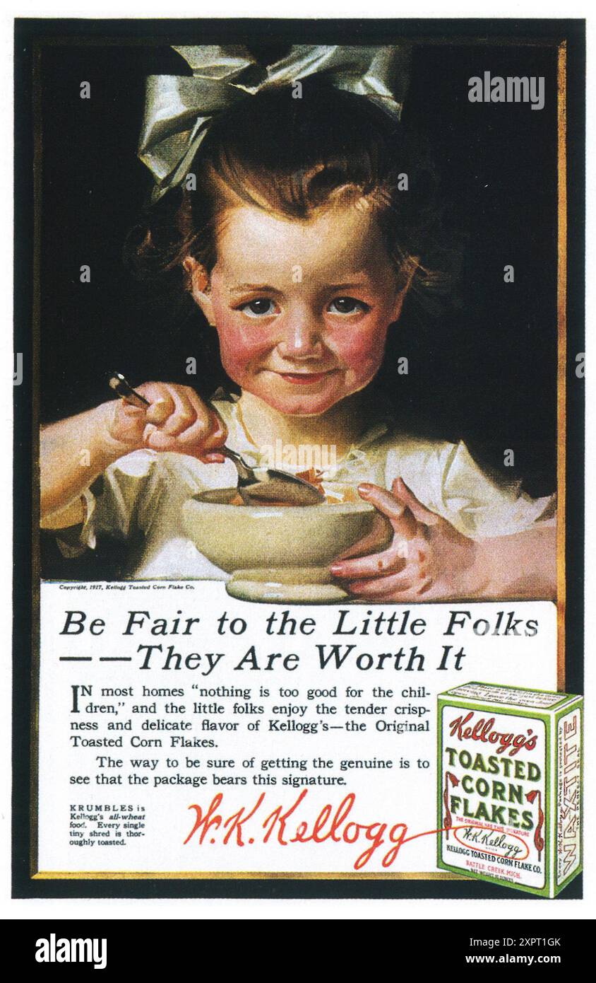 1916 Kellog's Toasted Corn Flakes Ad with J. C. Leyendecker art Stock ...