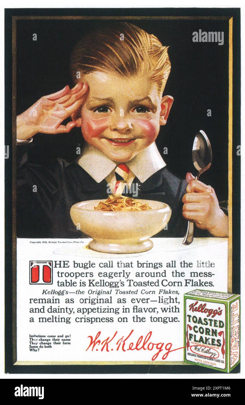1916 Kellog's Toasted Corn Flakes Ad with J. C. Leyendecker art Stock ...