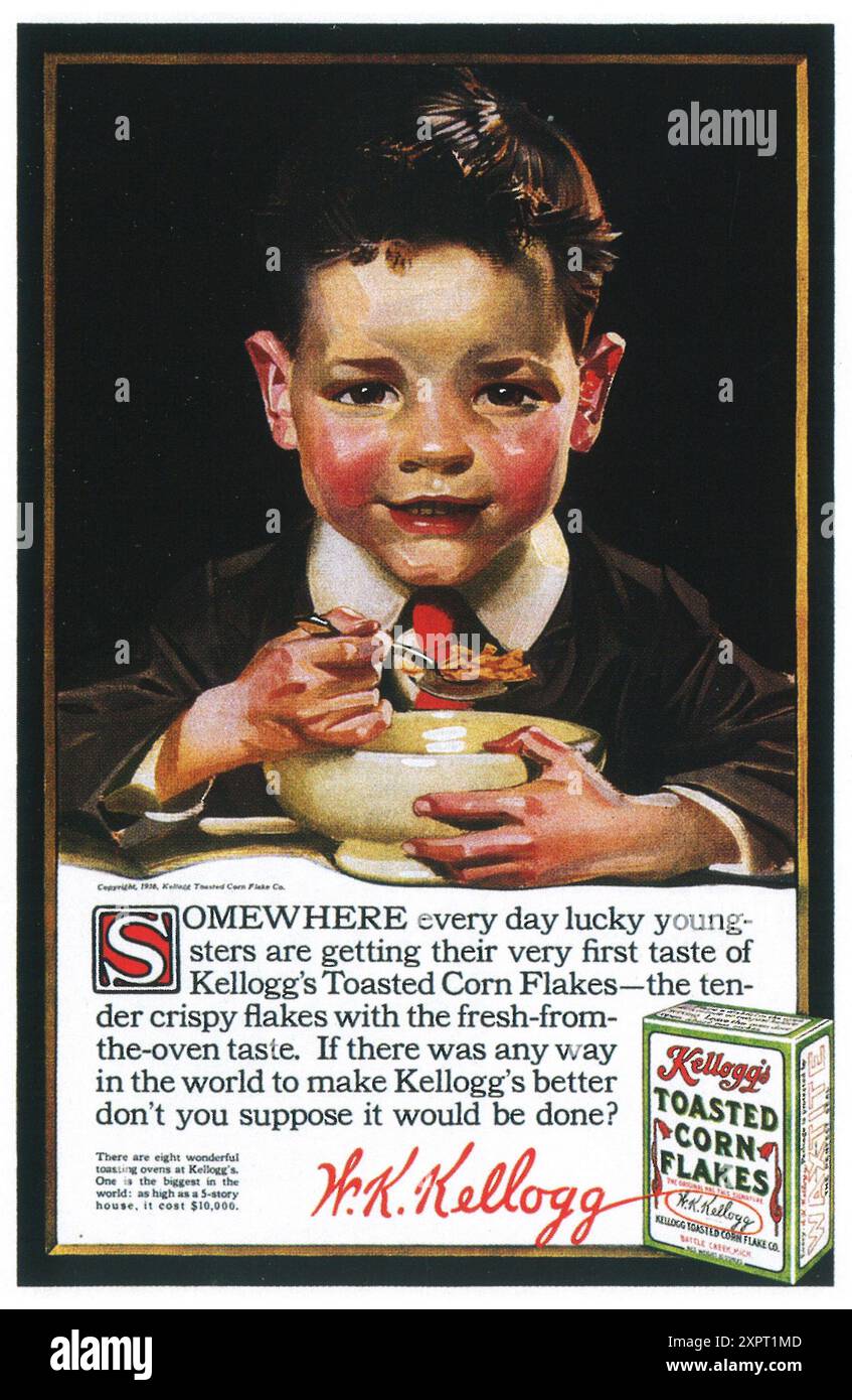 1916 Kellog's Toasted Corn Flakes Ad with J. C. Leyendecker art Stock ...