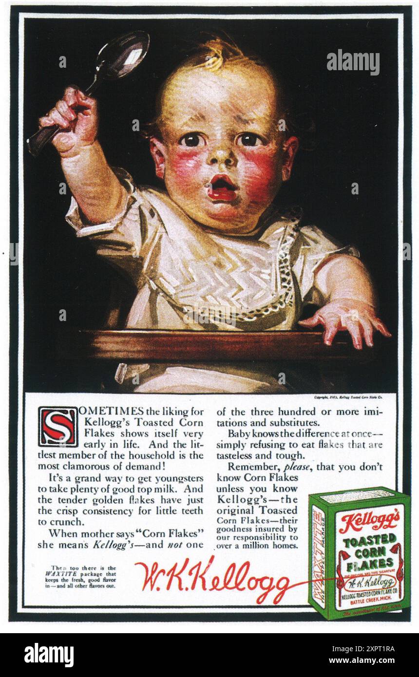 1915 Kellog's Toasted Corn Flakes Ad with J. C. Leyendecker art Stock ...