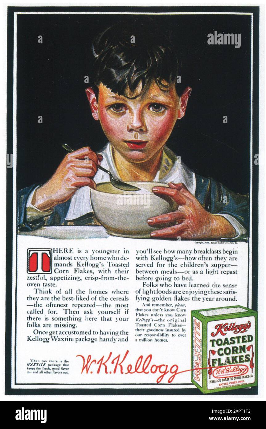 1915 Kellog's Toasted Corn Flakes Ad with J. C. Leyendecker art Stock ...