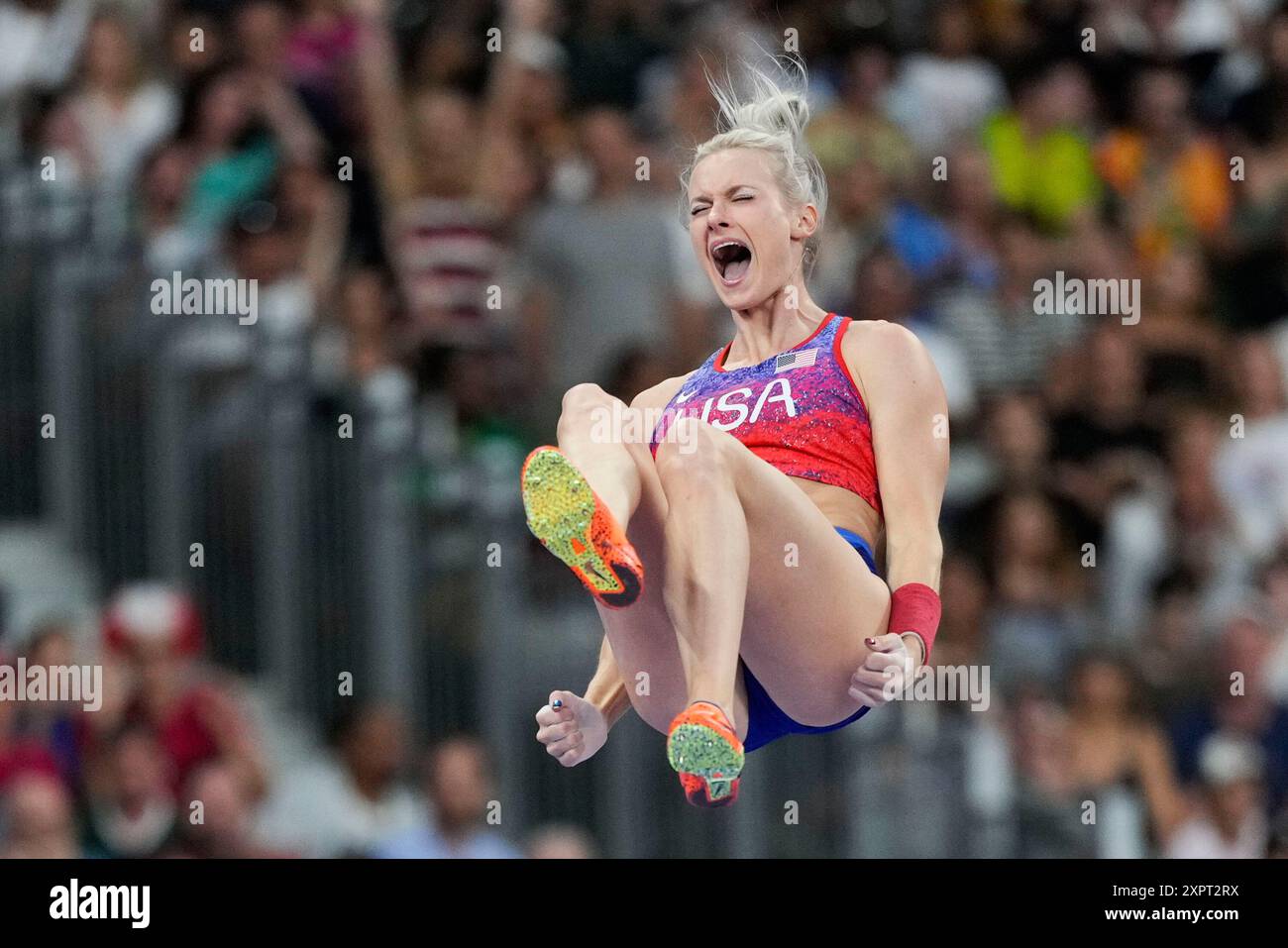 Katie Moon of the United Sates, competes during the women's pole vault ...