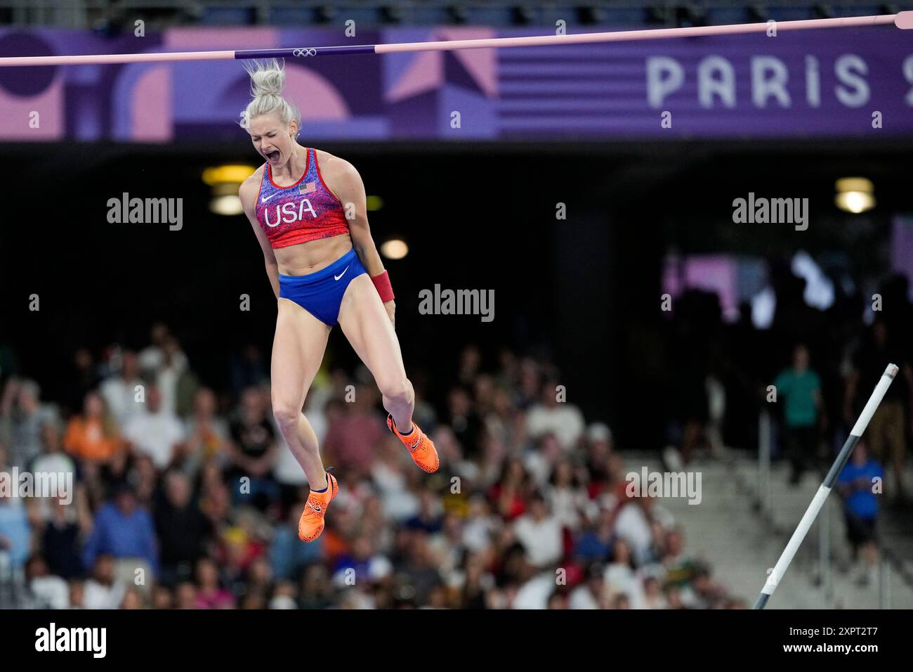 Katie Moon of the United Sates, competes during the women's pole vault ...
