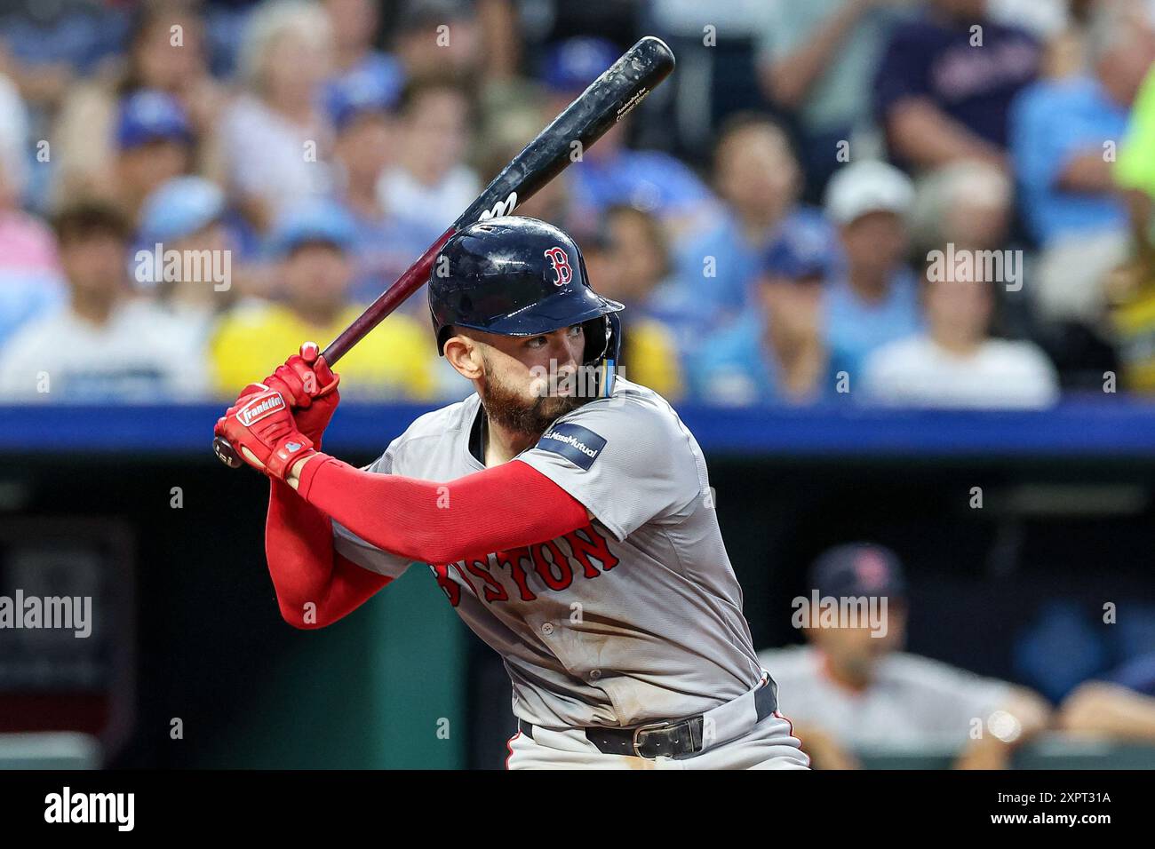 August 6, 2024: Boston Red Sox catcher Connor Wong (12) bats against ...