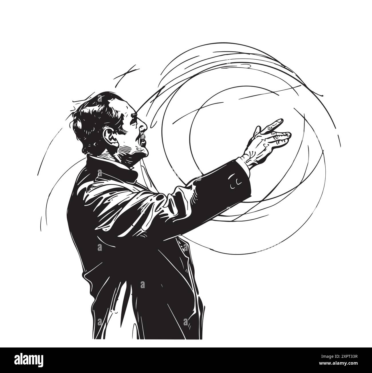 sketch male musician conductor in black coat Stock Vector Image & Art ...