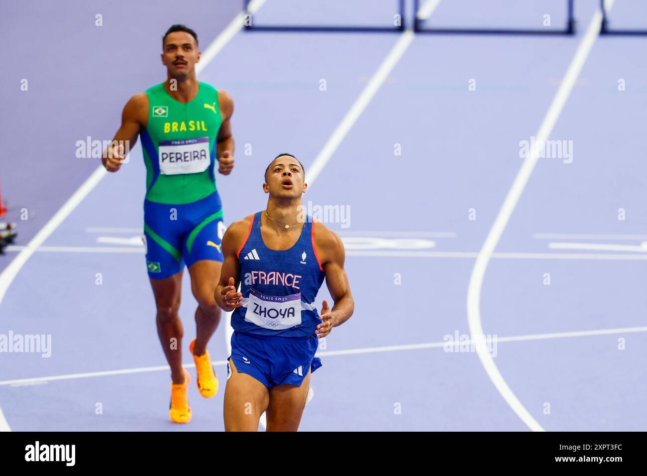 Sasha Zhoya of France competes during Men's 110m Hurdles Semi-Final of ...