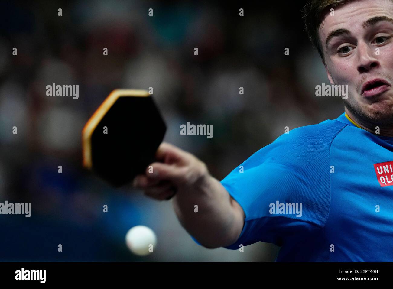 Sweden's Truls Moregard plays against Japan's Tomokazu Harimoto during ...