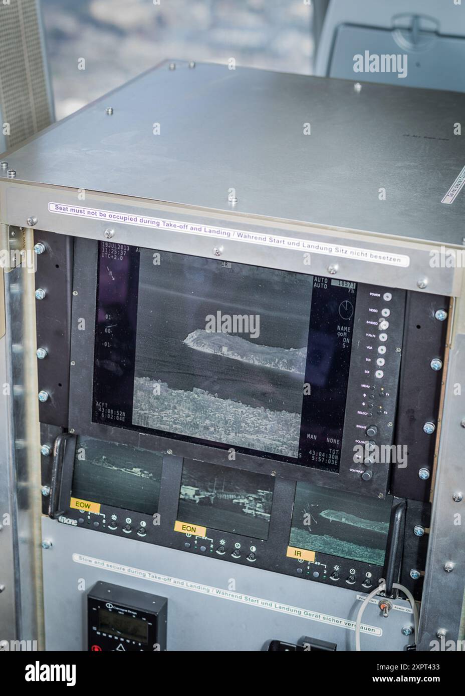 Workstation of a surveillance camera operator inside a research airship ...