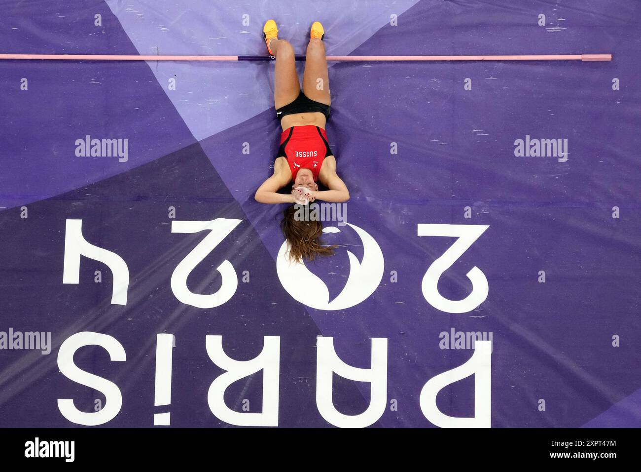 Angelica Moser, of Switzerland, reacts after missing her final attempt ...