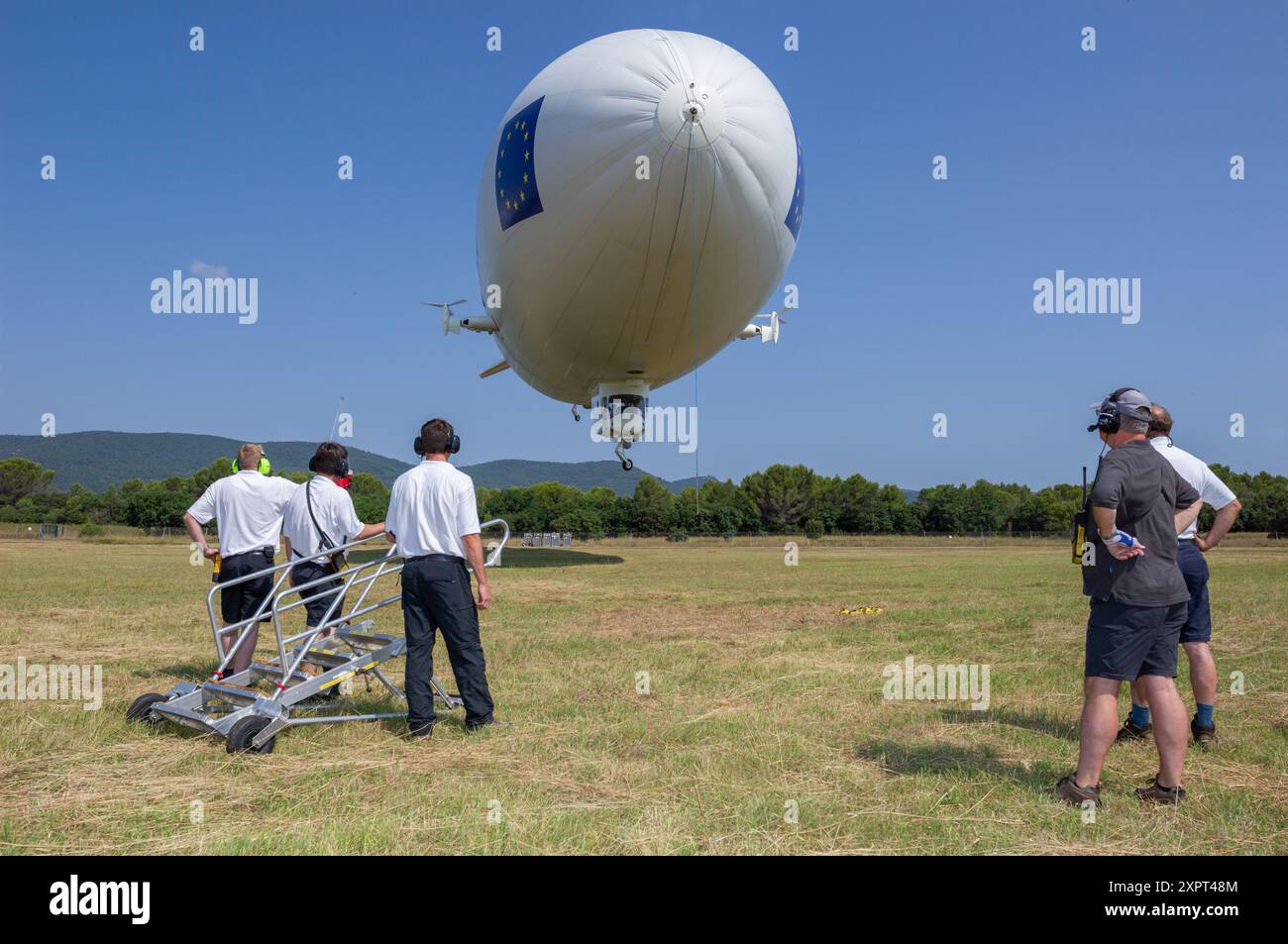 The Utility airship Zeppelin NT captured during a landing in France ...