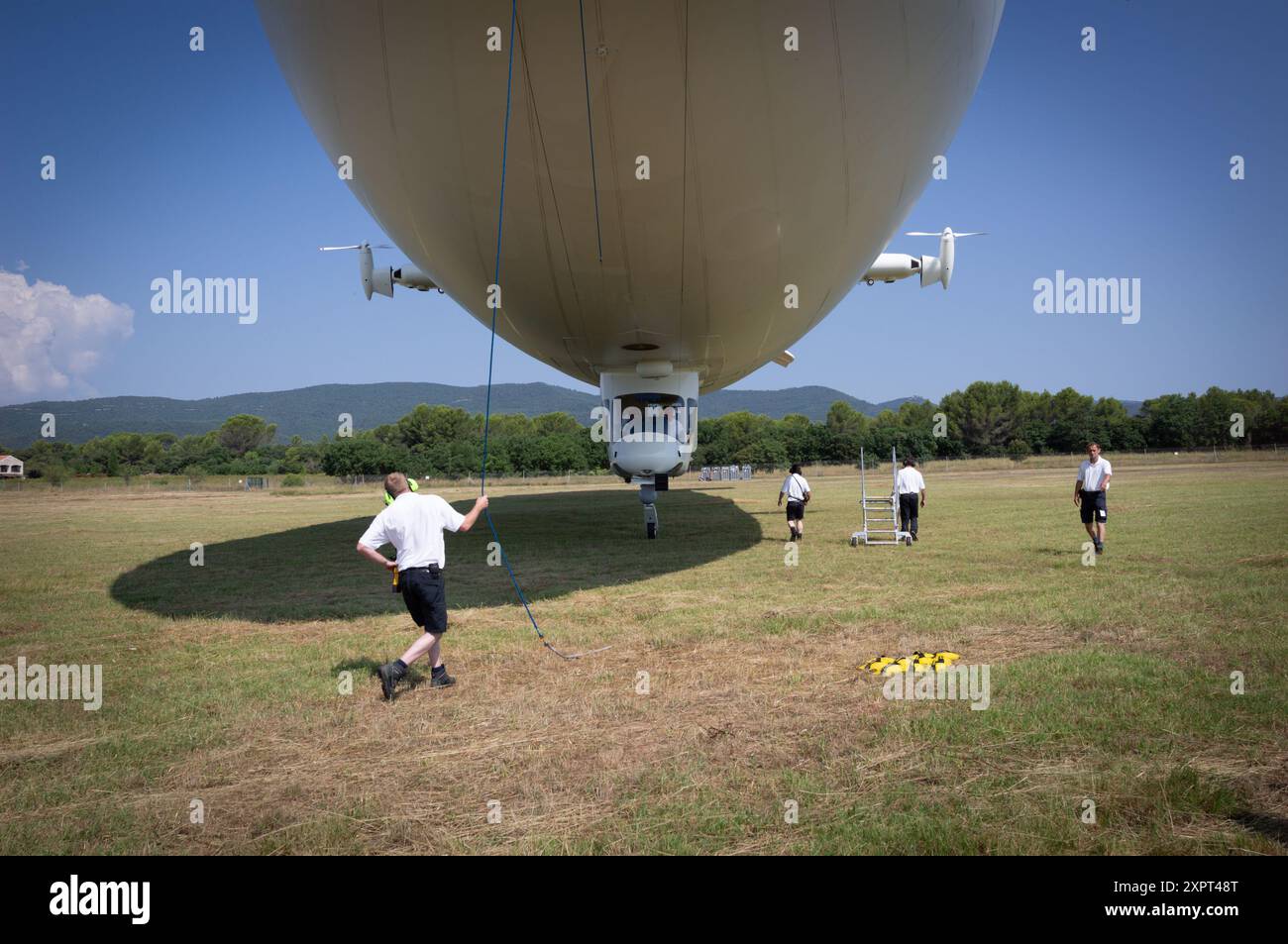 The Utility airship Zeppelin NT is captured during a landing in France ...