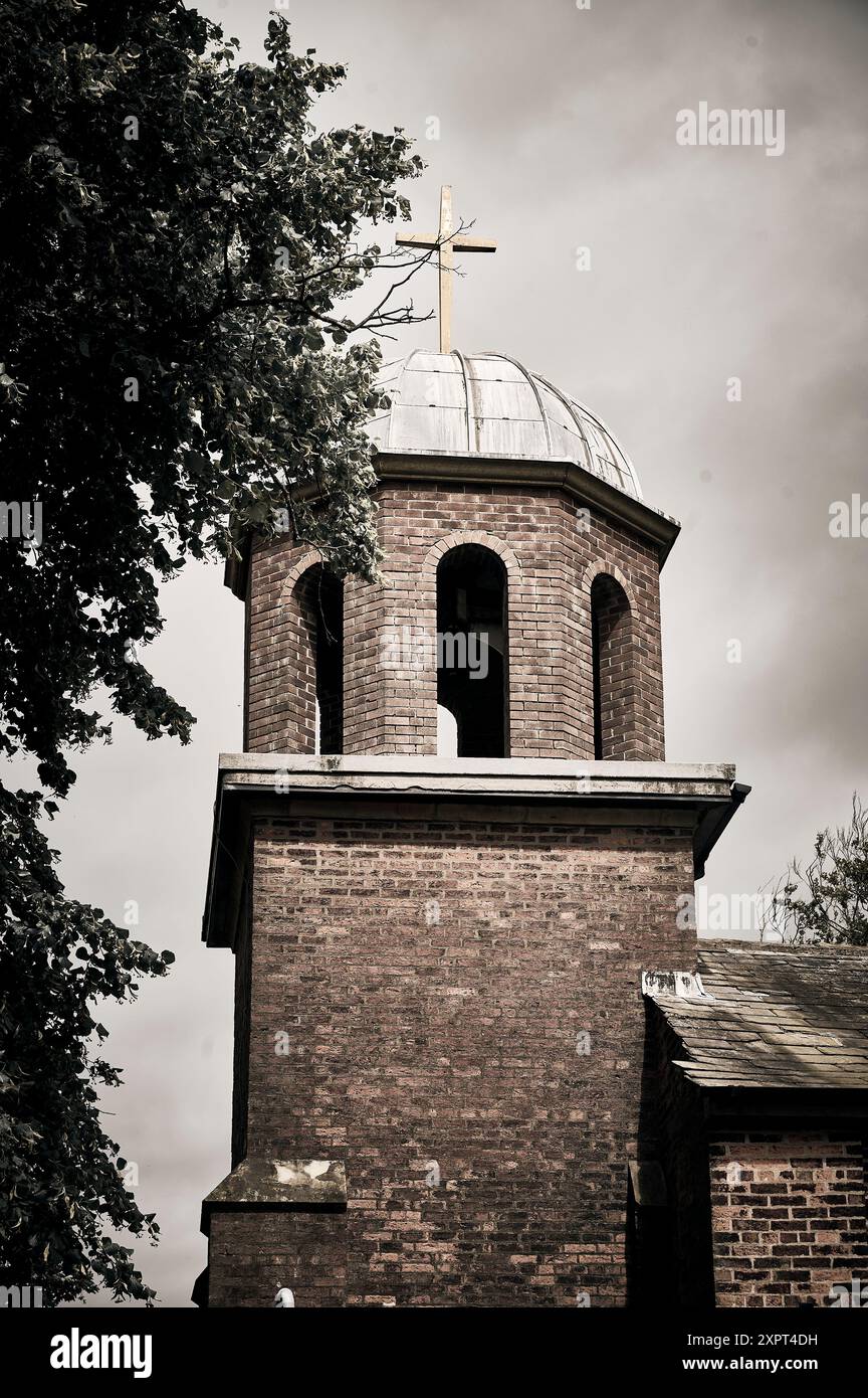 Holy Trinity Church tower and graveyard,Freckleton,Lancashire Stock ...