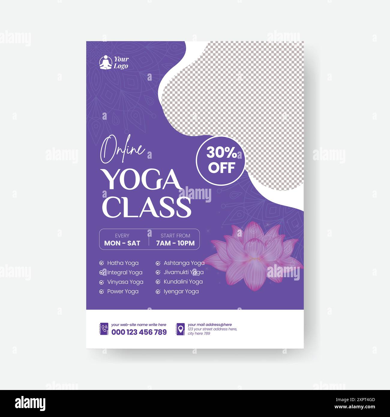 Modern yoga flyer, meditation flyer template design Stock Vector Image ...