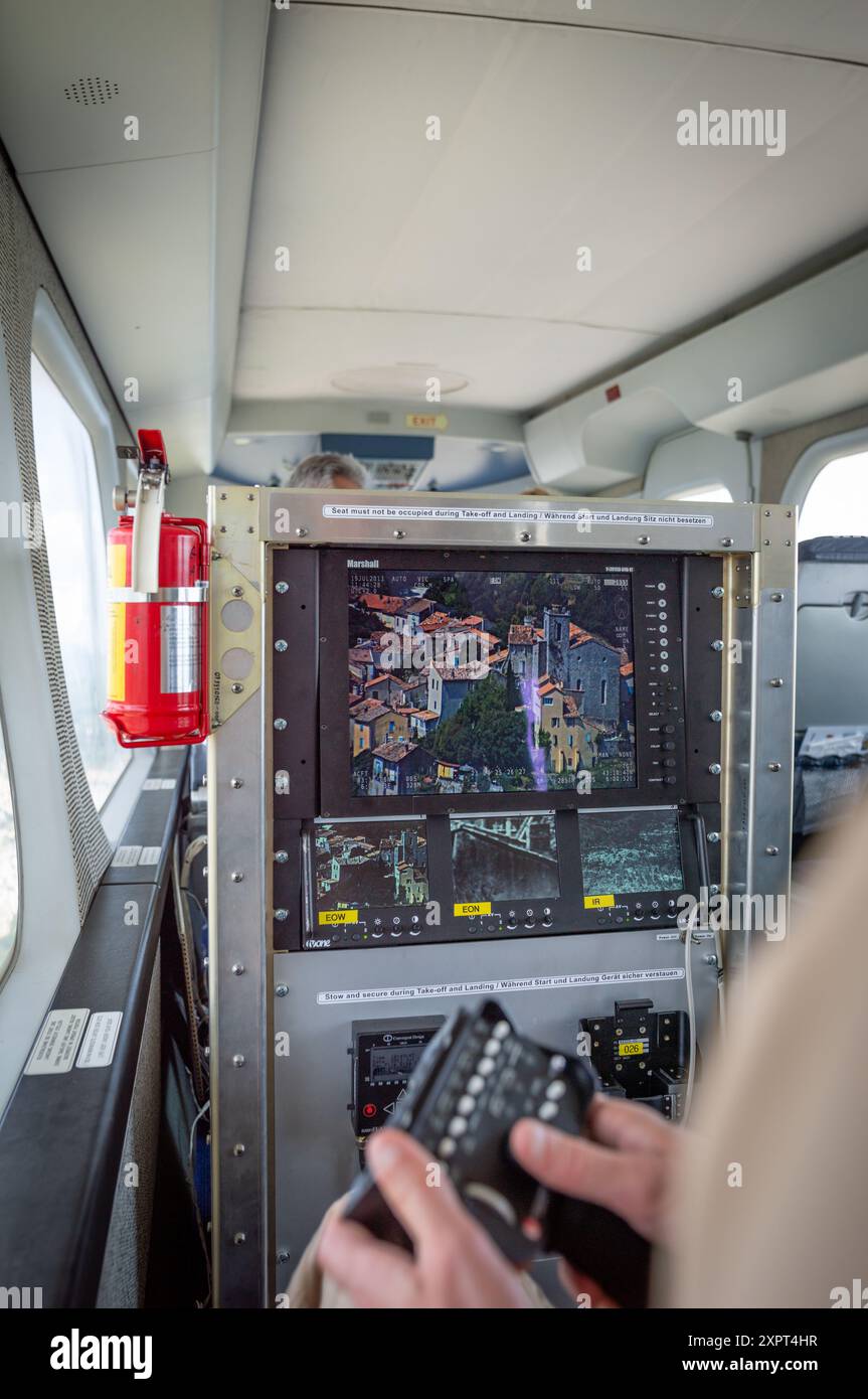 Interior view of a zeppelin featuring a sophisticated monitoring ...
