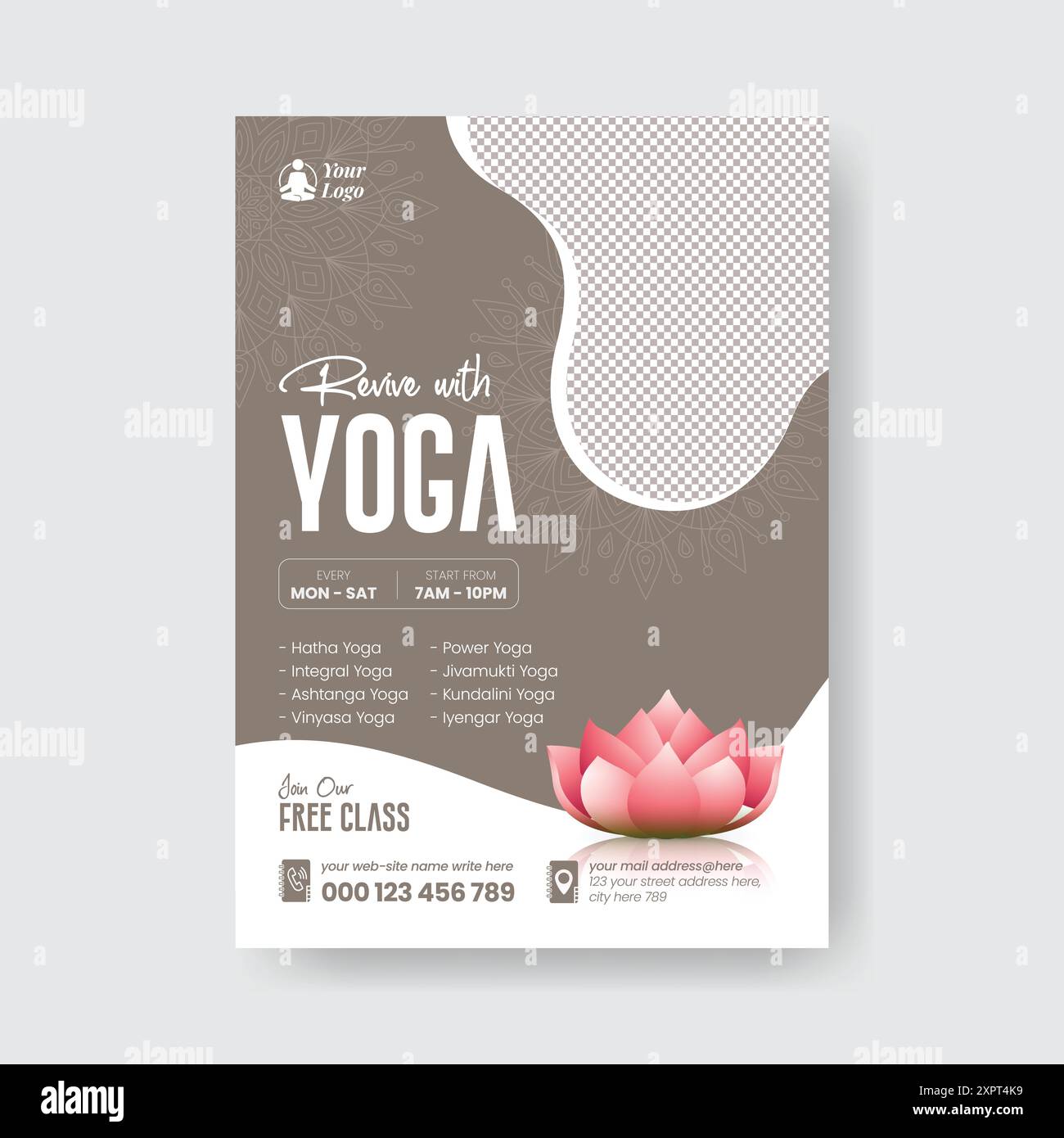Modern yoga flyer, meditation flyer template design Stock Vector Image ...